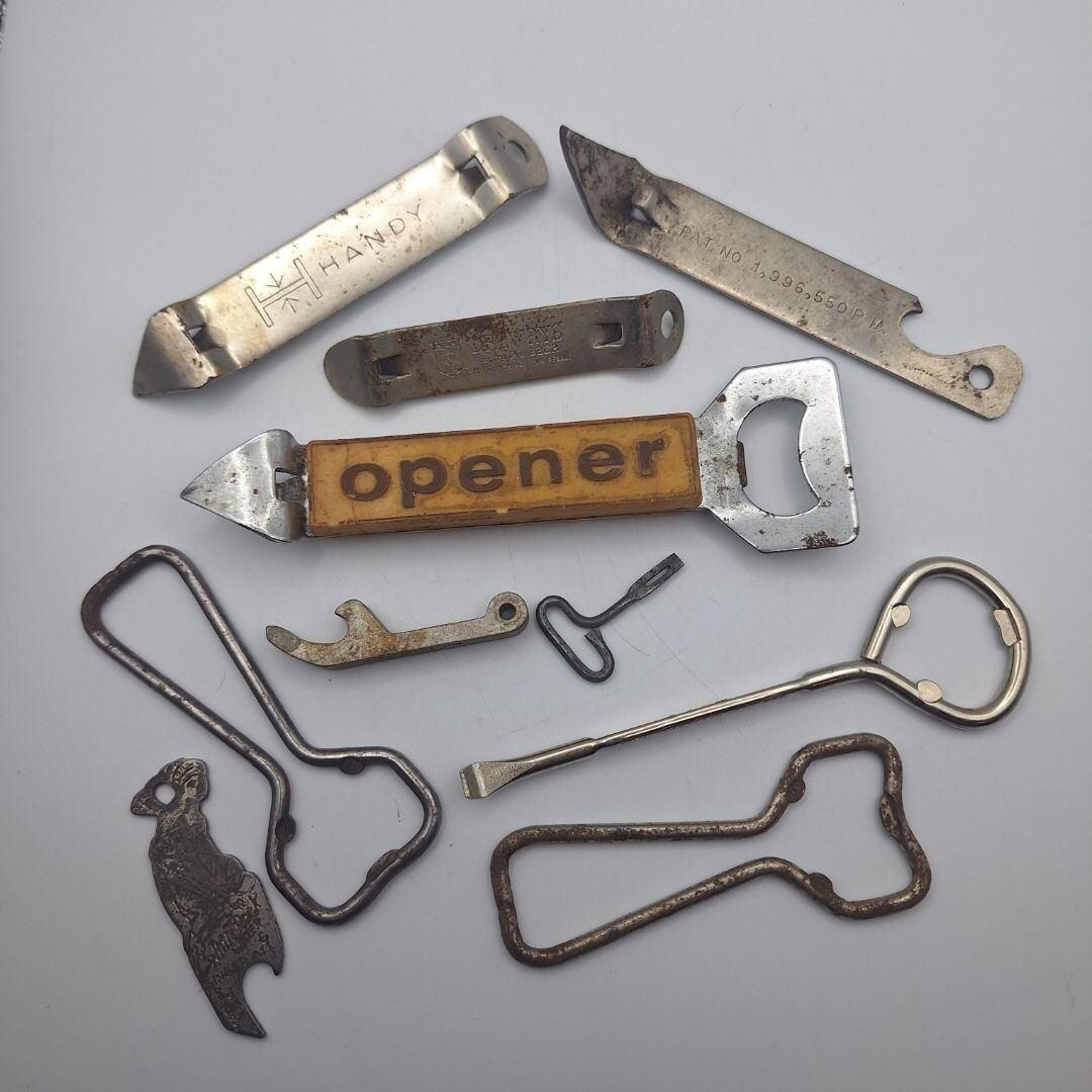 Vintage Lot of 10 Assorted Metal Can Bottle Openers Kitchen Barware ...