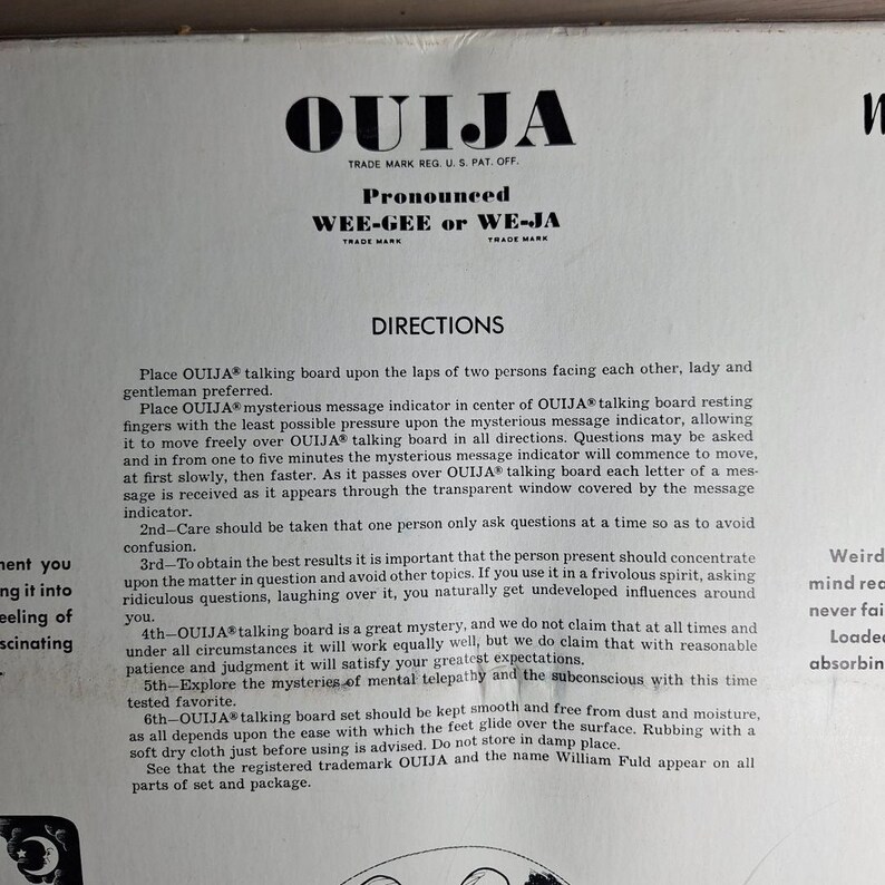 Ouija Board William Fuld Parker Brothers Salem Oracle 1960s Vintage ...