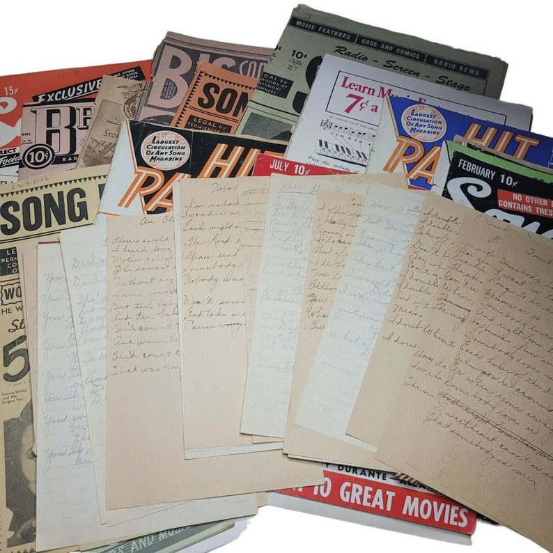 Lot of Vintage Lyric Magazines 1940s Paper Music Ephemera Scrapbook ...