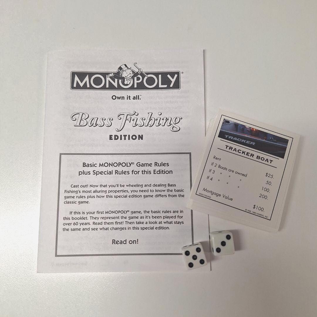1998 Bass Fishing Monopoly Game Replacement Pieces Vintage Property ...