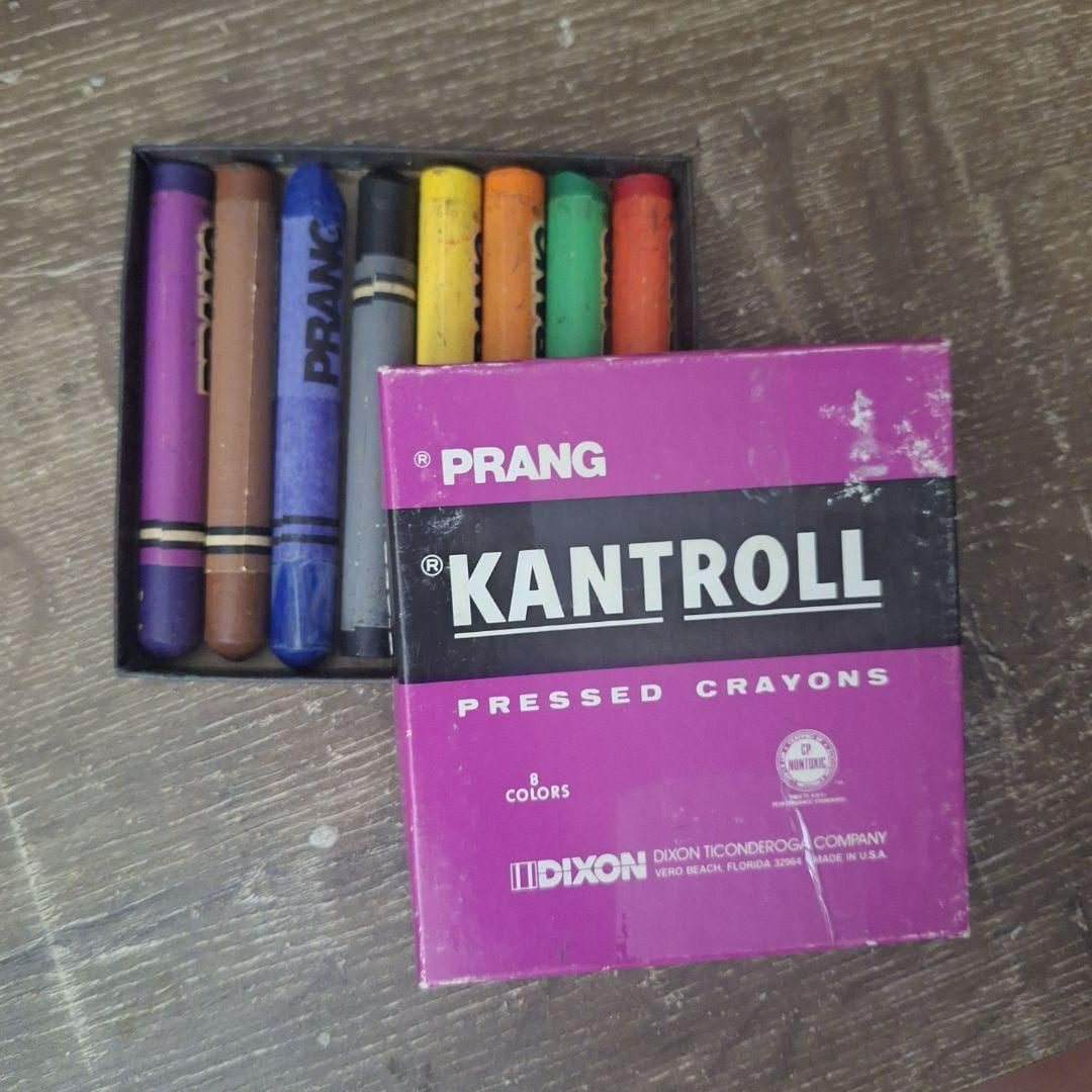 Prang Kant Roll Crayons Pressed Vintage USA 8 Colors 9378 Flat Side Box ...