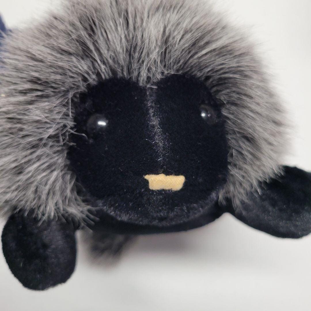 Cascade Puppet Toy Plush Porcupine Hedgehog Black Gray Fur Stuffed Toy ...