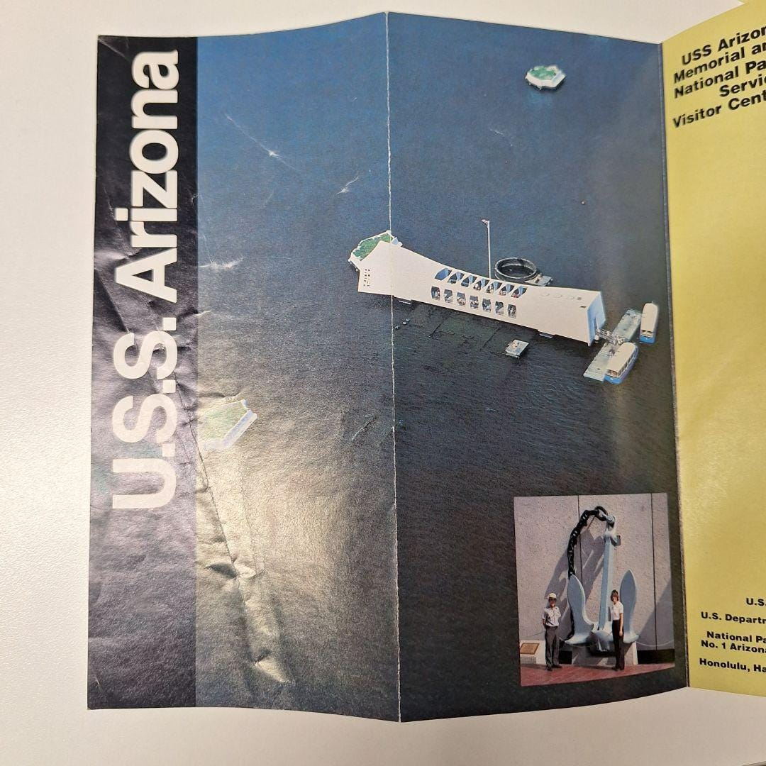 USS Arizona Brochure Memorial 80s 90 Vintage Collectible Hawaii Ship ...