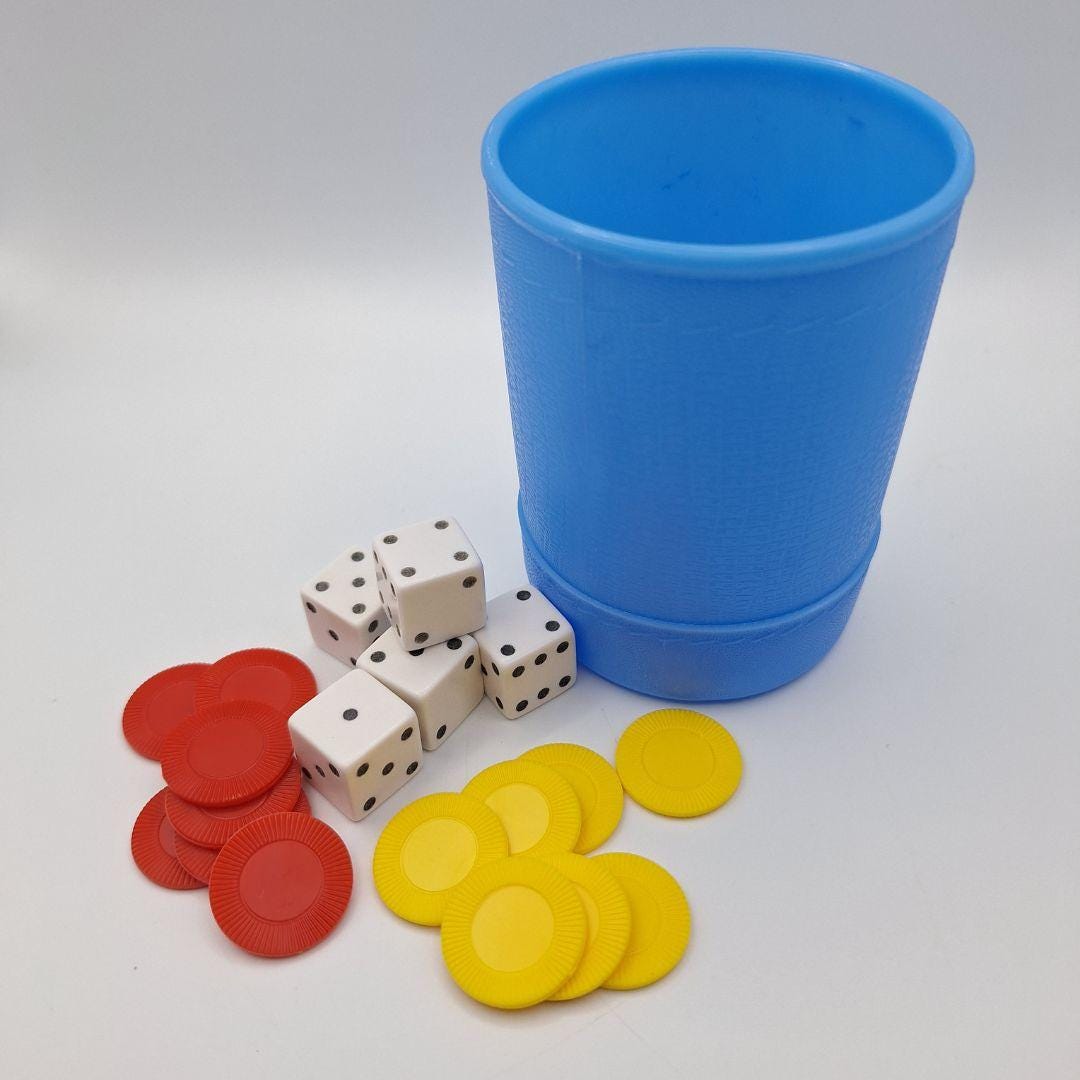 Milton Bradley Yahtzee Shaker Cup 1975 Blue Board Game Replacement ...