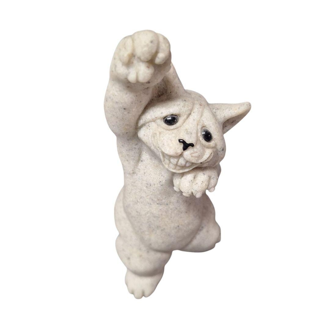 Quarry Critters Caz 2001 Cat Figurine Resin Stone Wave Grin Smile Kitty ...