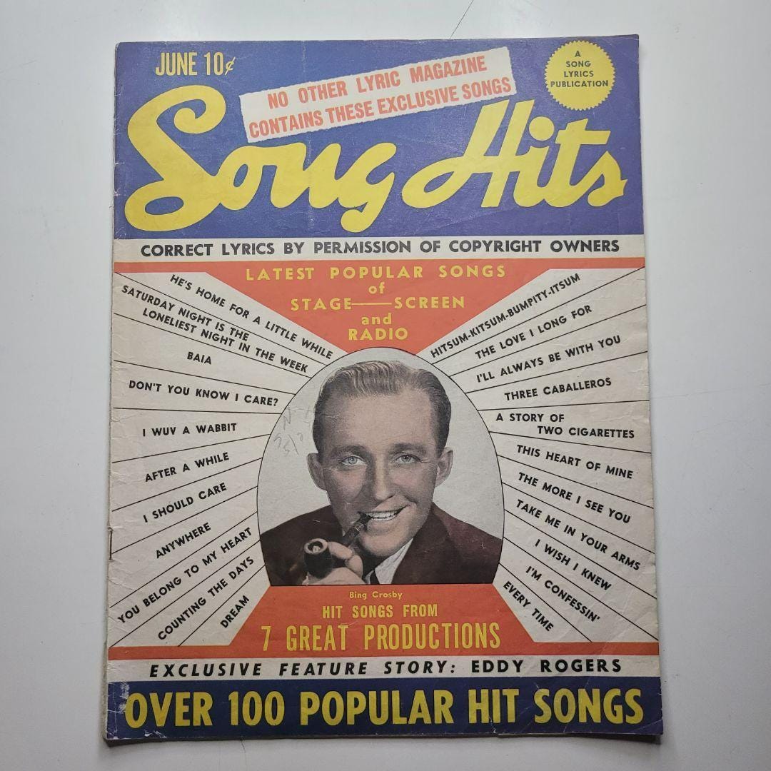Song Hits Magazine June 1945 Lyrics Guide Music Exclusive Hits Ad Radio ...