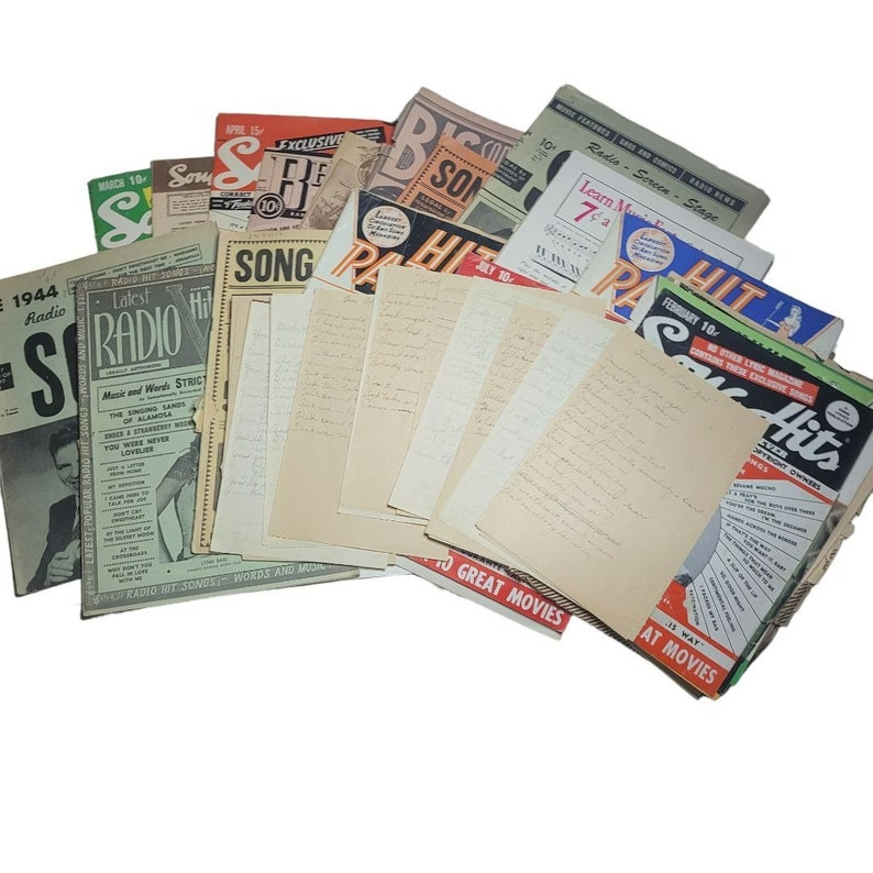 Lot of Vintage Lyric Magazines 1940s Paper Music Ephemera Scrapbook ...
