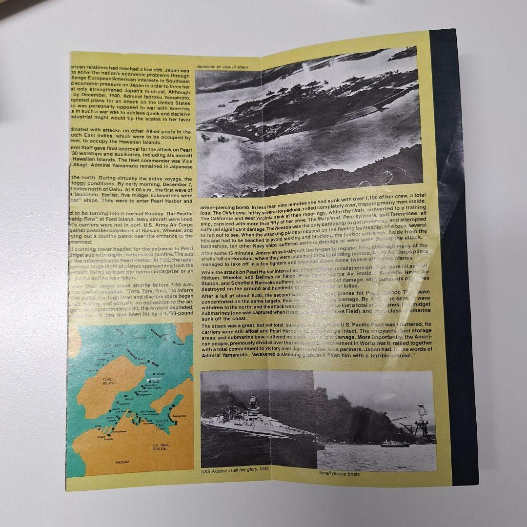 USS Arizona Brochure Memorial 80s 90 Vintage Collectible Hawaii Ship ...