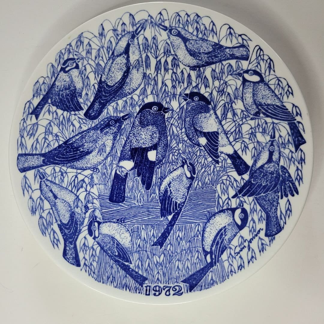 Gustavberg Jultallrik 1972 Bird Plate Benporslin B555 Blue White ...