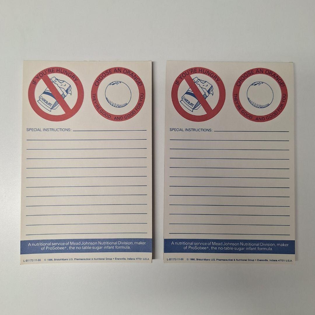 Mead Johnson Prosobee Note Pads Tablets 7 X 5 Hungry Eat an Orange ...