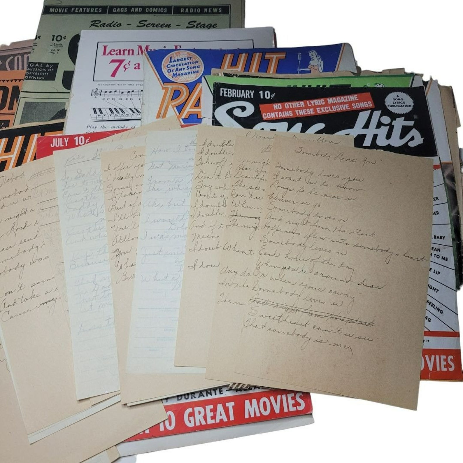 Lot of Vintage Lyric Magazines 1940s Paper Music Ephemera Scrapbook ...