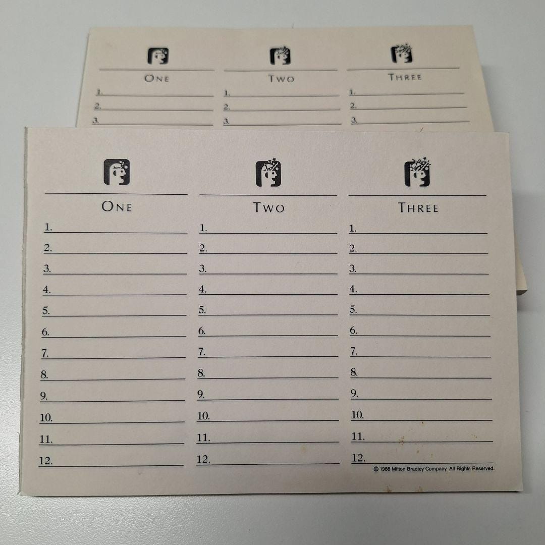 Scattergories Game Replacement Pads Sheets Part Piece Answer One Two ...
