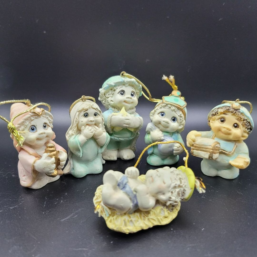 Giftco Dreamsicles Nativity Set 6 Piece Vtg Hanging Ornaments Big Eyes ...