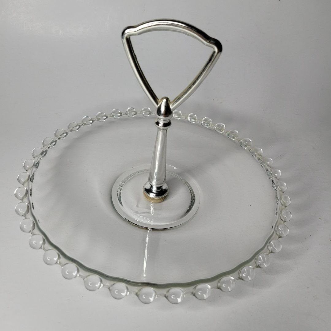 Vintage Glass Serving Tray With Handle Clear 7 Inch Diameter 5 Tall - Etsy