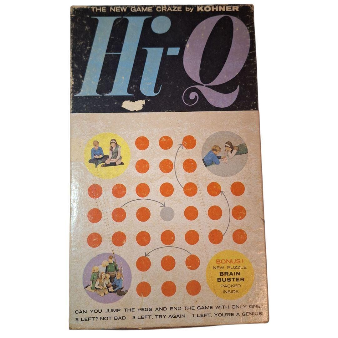 Vintage Hi-q Peg Game Kohner the New Game Craze Brain Buster Puzzle ...