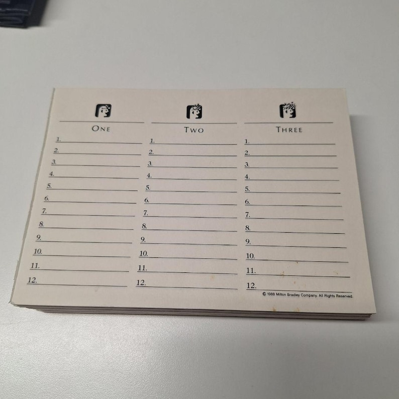 Scattergories Game Replacement Pads Sheets Part Piece Answer One Two ...