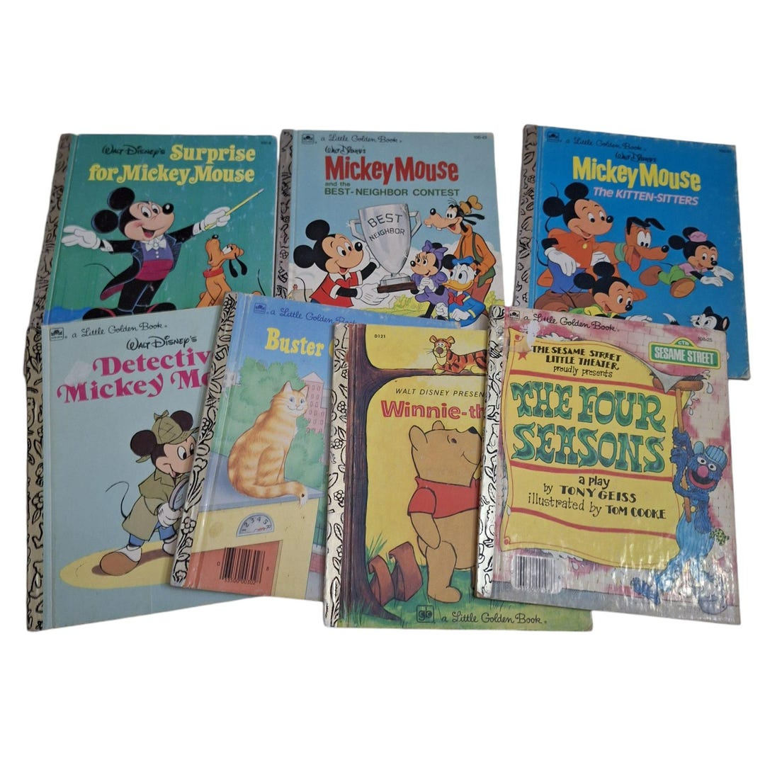 Little Golden Book Lot Disney Mickey Mouse Pooh Sesame Street Buster ...