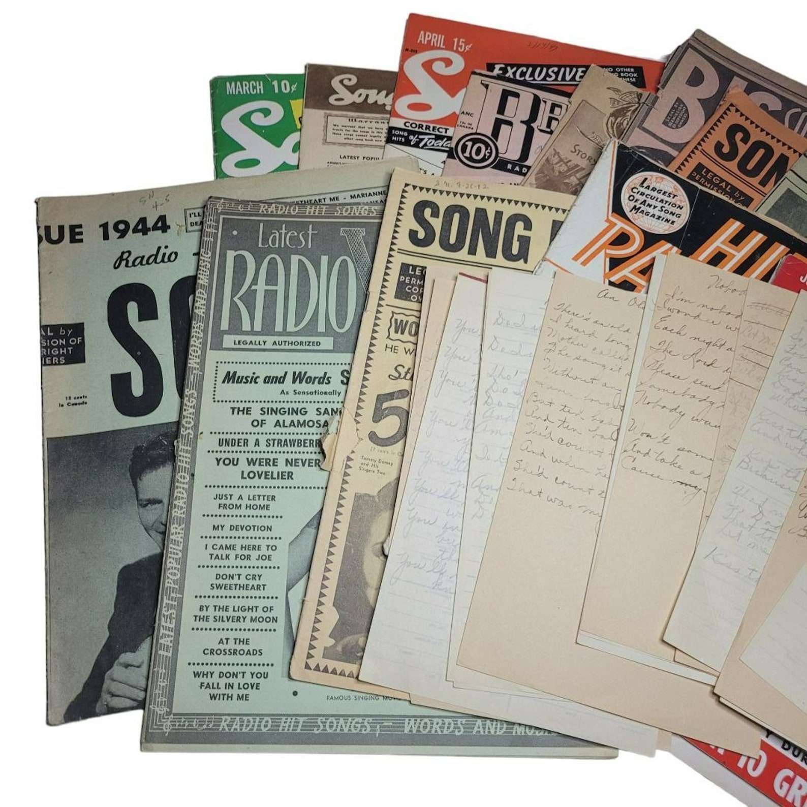 Lot of Vintage Lyric Magazines 1940s Paper Music Ephemera Scrapbook ...