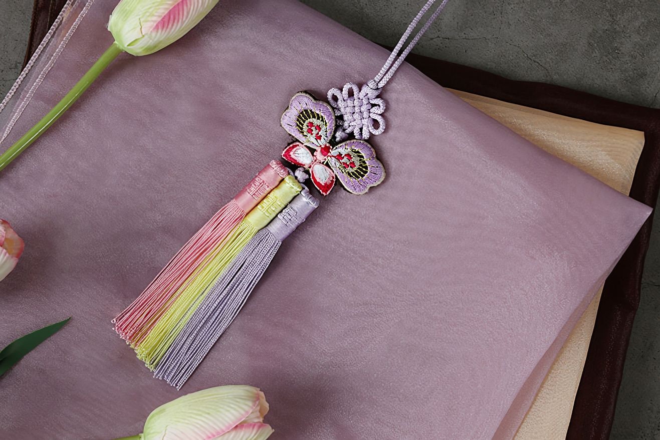 Korean Hanbok Accessory Cute Butterfly Tassel Norigae Craft Pendant ...