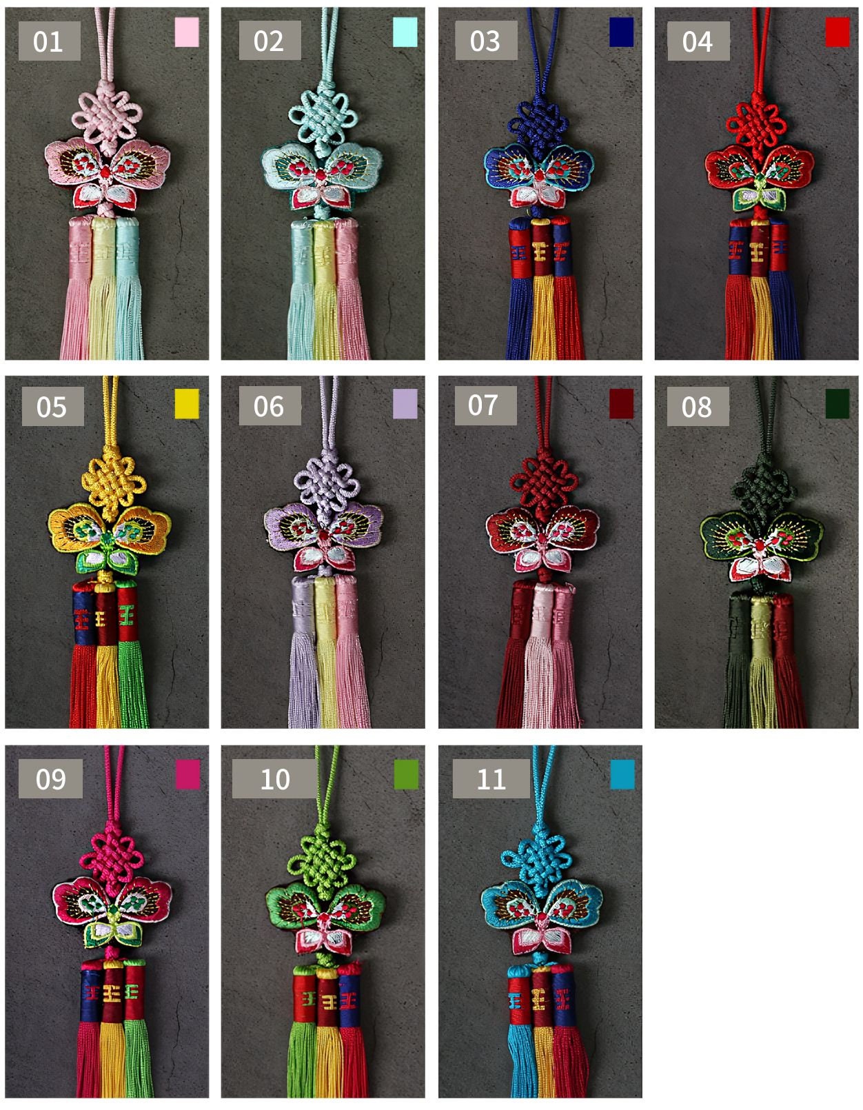 Korean Hanbok Accessory Cute Butterfly Tassel Norigae Craft Pendant ...