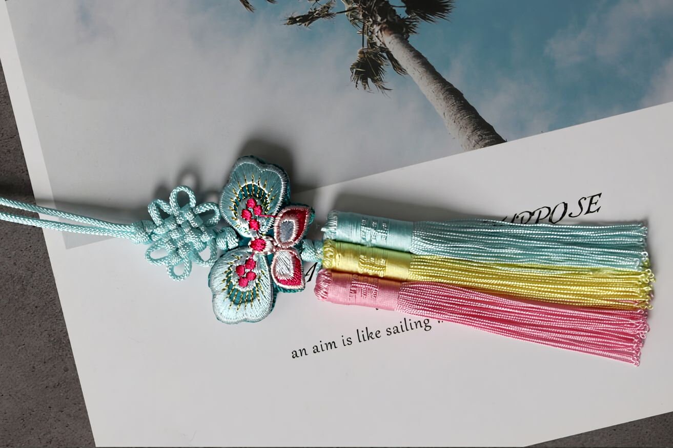 Korean Hanbok Accessory Cute Butterfly Tassel Norigae Craft Pendant ...