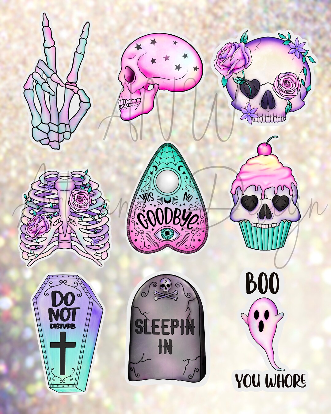 Pastel Goth Halloween Vinyl Stickers - Etsy