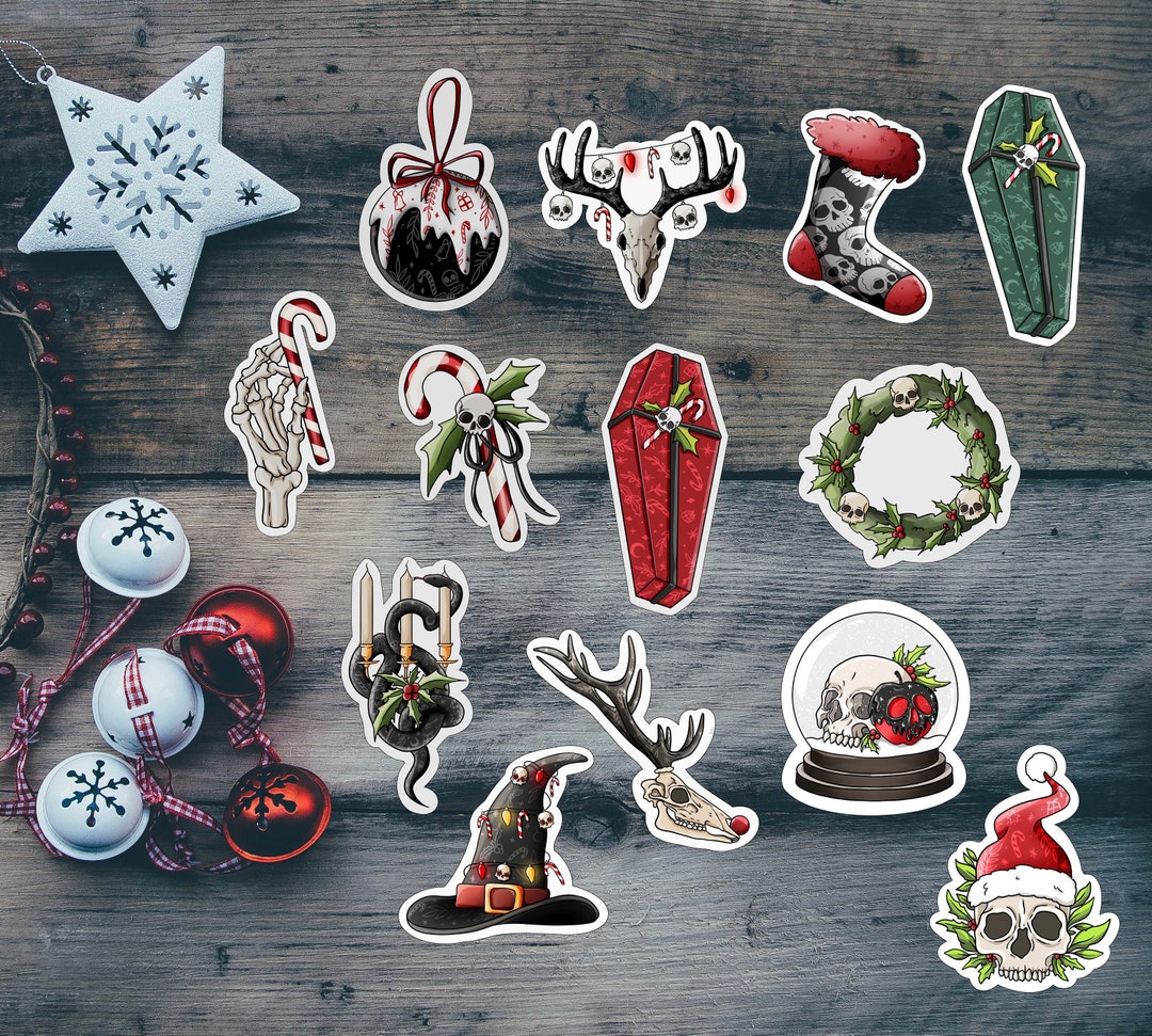 Creepy Christmas Sticker Bundle Goth Christmas, Planner Stickers ...