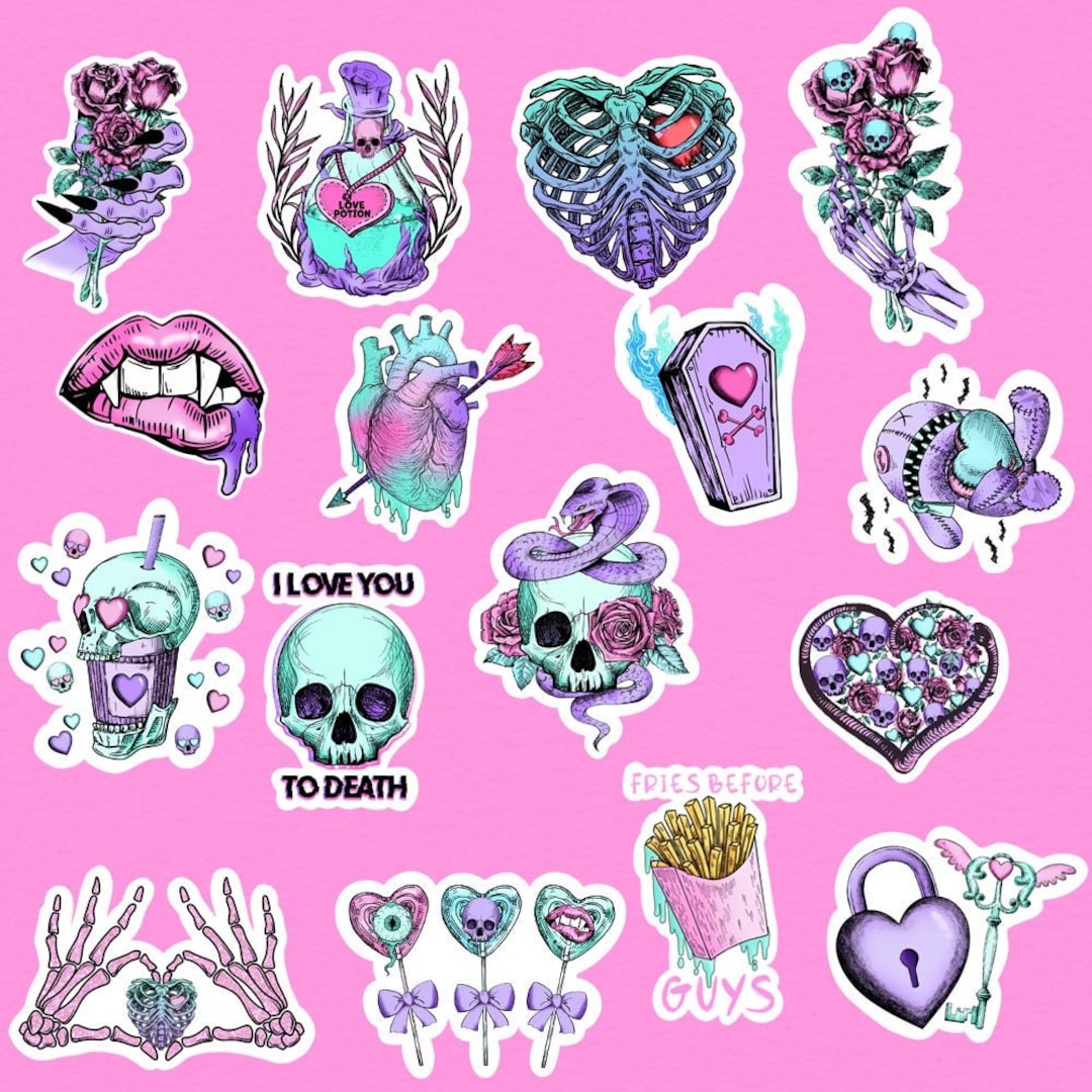 Pastel Goth Valentine Stickers Creepy Valentine, Spooky Valentine ...