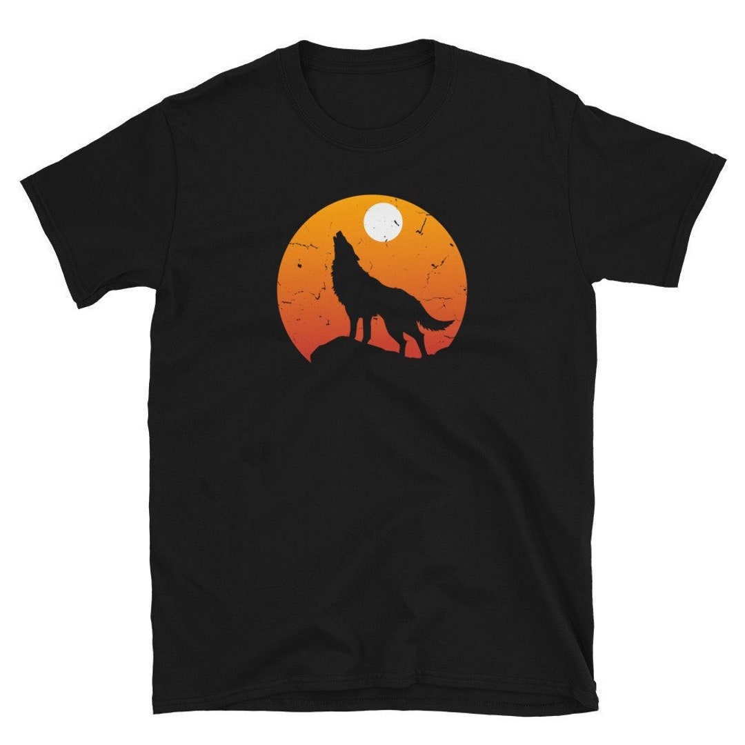Wolf Shirt Grey Wolf Howling at the Moon Tee American Wildlife Shirt ...