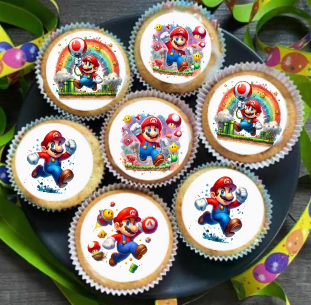 Muffin Toppers, 20 Pieces, Mario Luigi, 4 Cm Round - Etsy