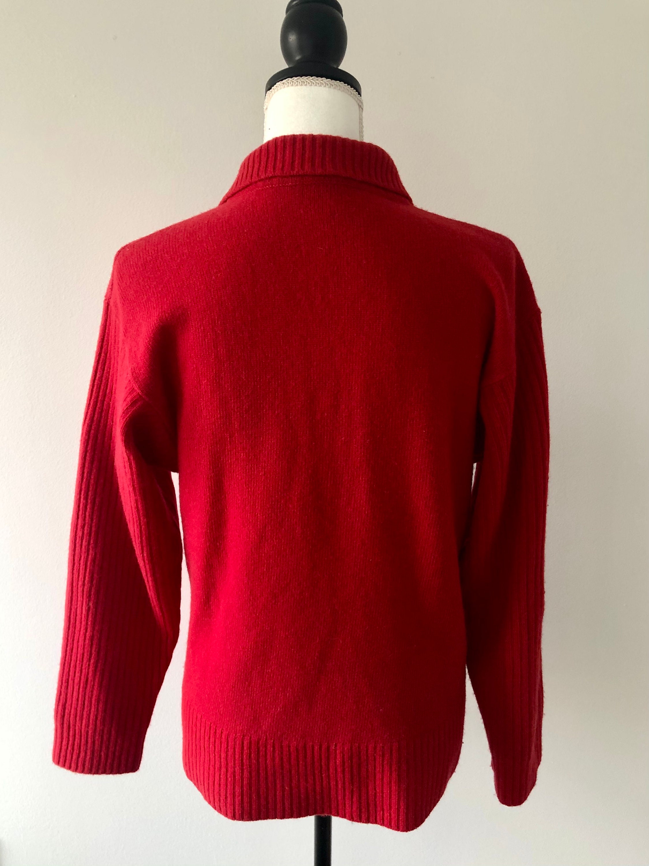 Vintage // Red Wool // Pullover Sweater // Detailed Silver - Etsy UK