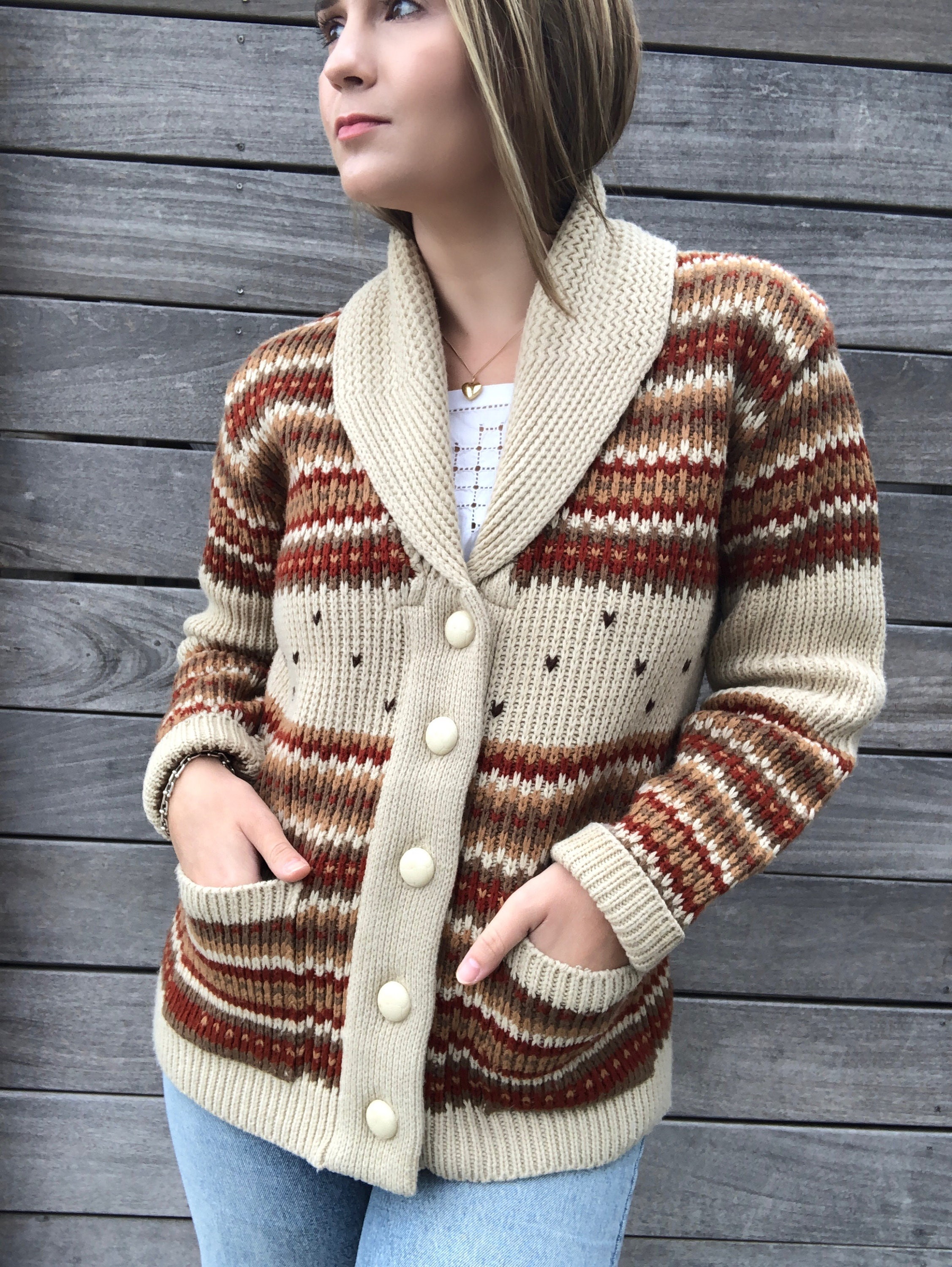 RARE Vintage 70s // Cardigan Novelty Sweater // Kristin for RARE Vintage 70s // Cardigan Novelty Sweater // Kristin for