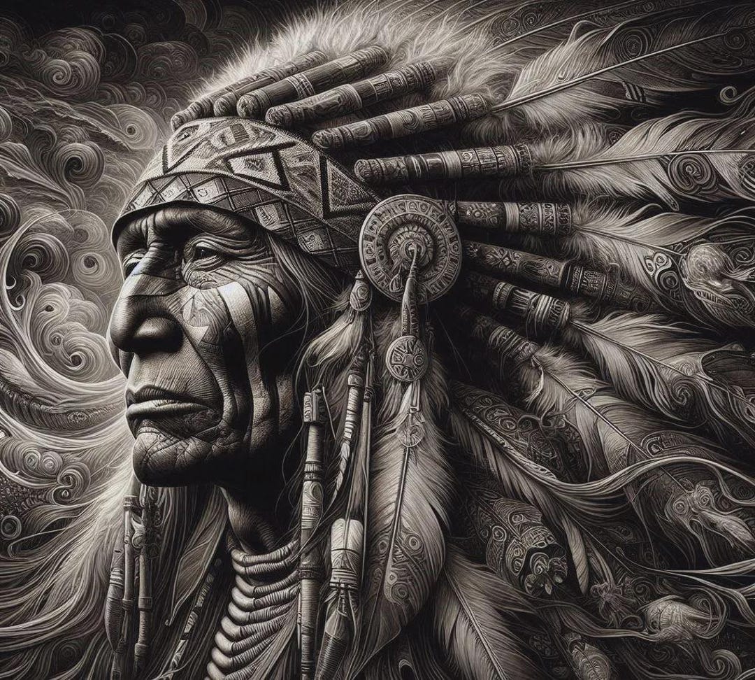 Indian Chief in Black and White Cross Stitch Pattern, PDF Instant ...