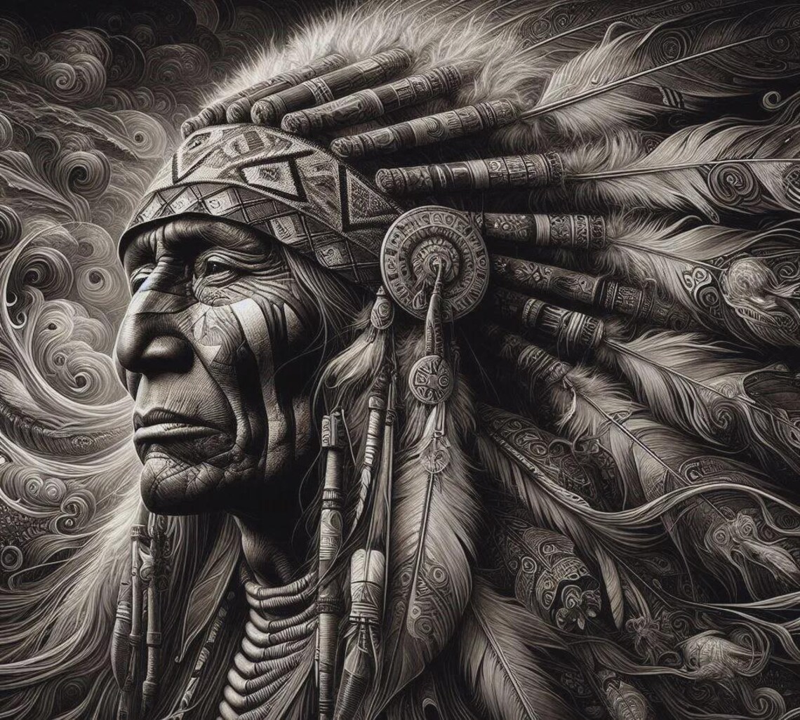 Indian Chief in Black and White Cross Stitch Pattern, PDF Instant ...