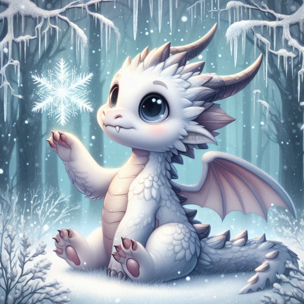Winter Baby Dragon Cross Stitch Pattern, PDF Instant Download, Snow ...