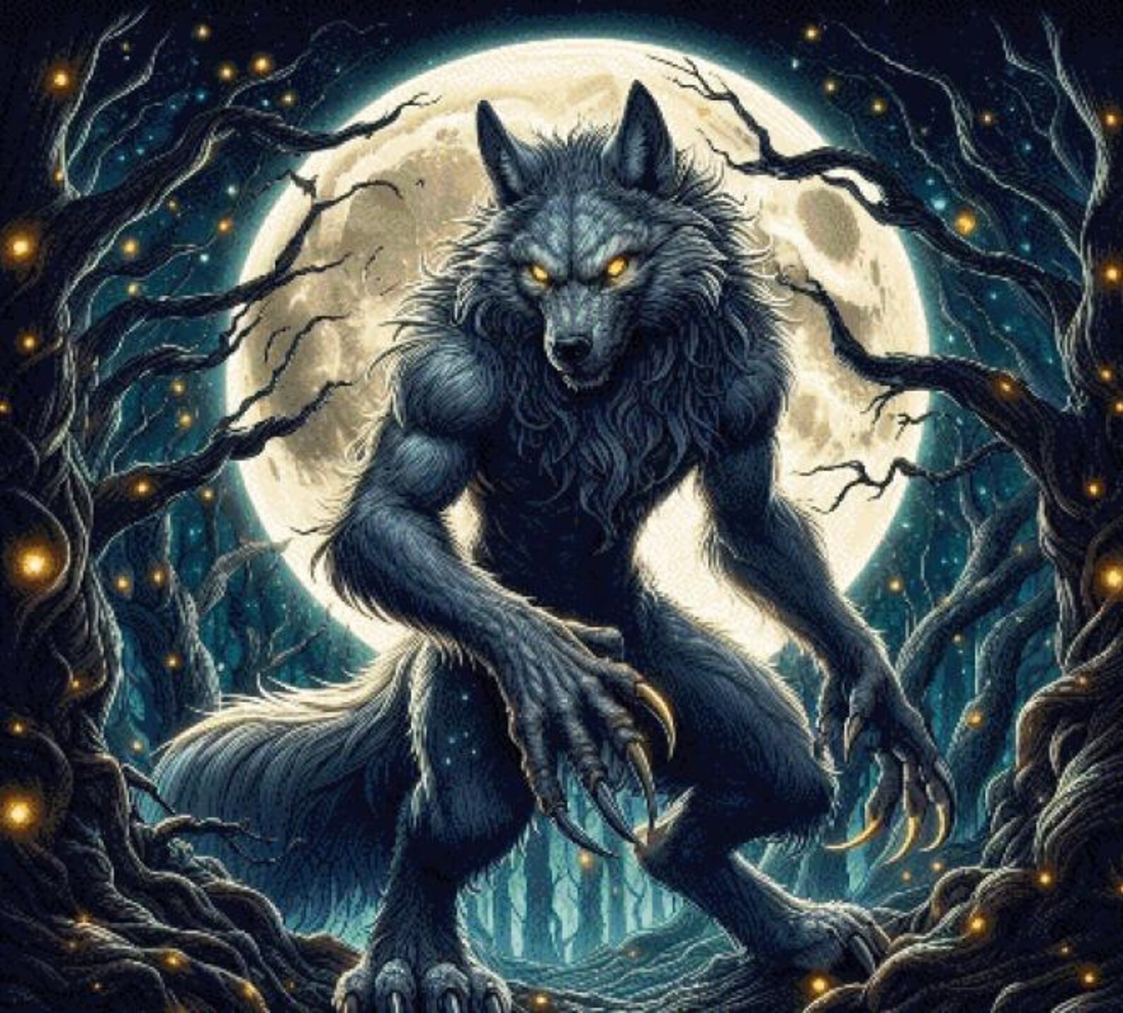 Werewolf Cross Stitch Pattern, PDF Instant Download, Full Coverage ...