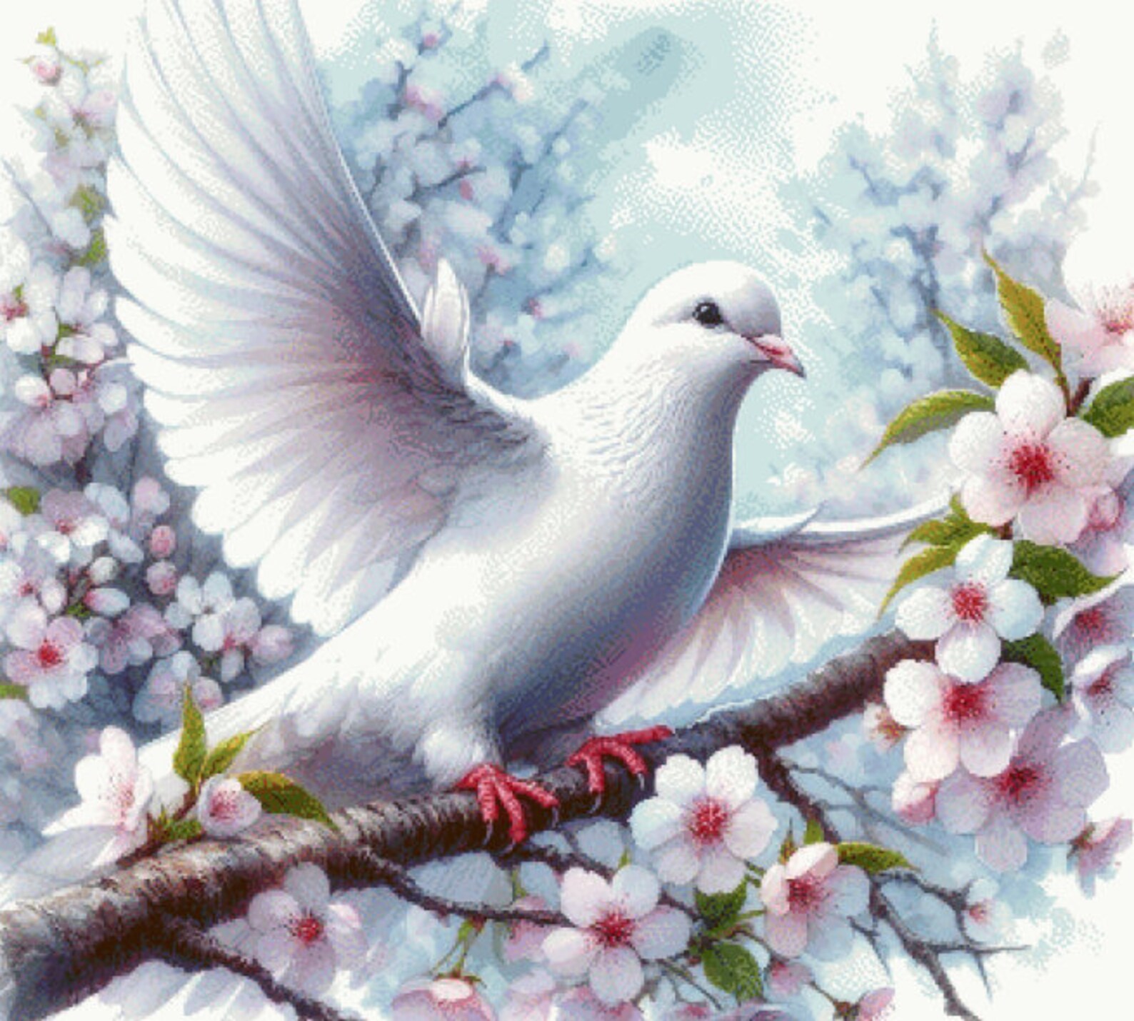 Dove Cross Stitch Pattern, PDF Instant Download, White Bird, Wings ...