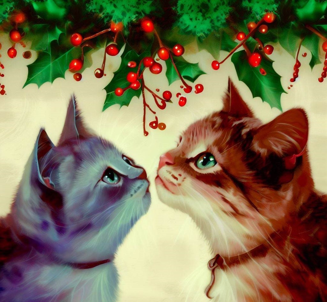 Cats Under the Mistletoe Cross Stitch Pattern, PDF Instant Download ...
