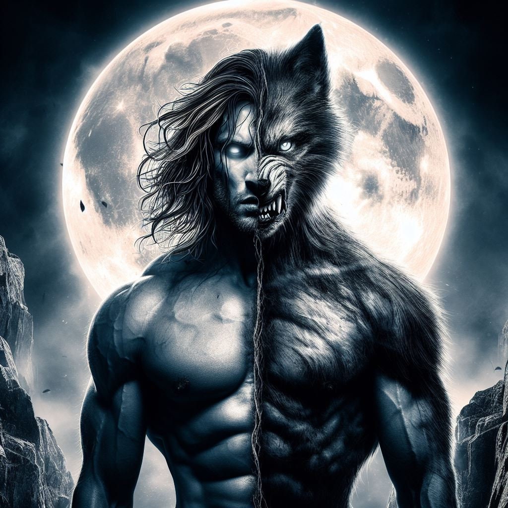 Werewolf Cross Stitch Pattern, PDF Instant Download, Moonlight Man ...