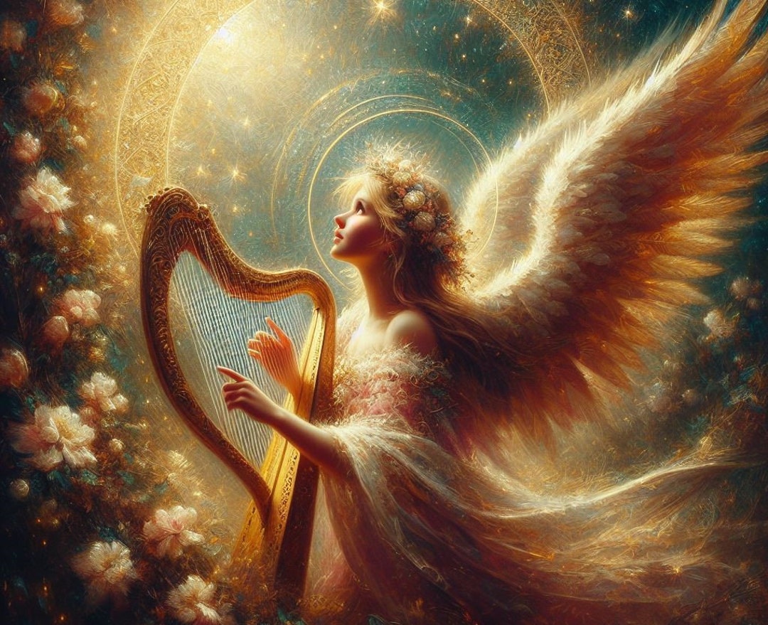 Angel Playing the Harp Cross Stitch Pattern, PDF Instant Download, Full ...