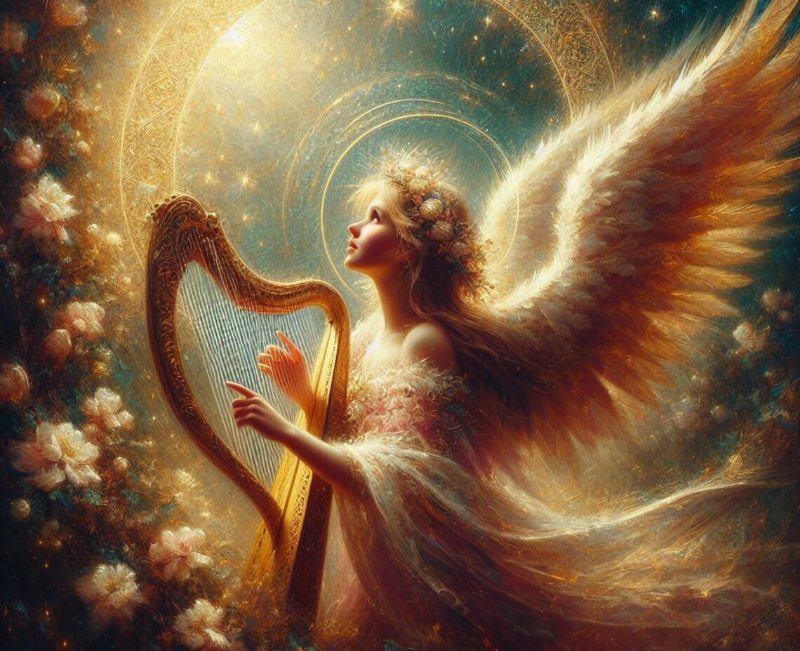 Angel Playing the Harp Cross Stitch Pattern, PDF Instant Download, Full ...