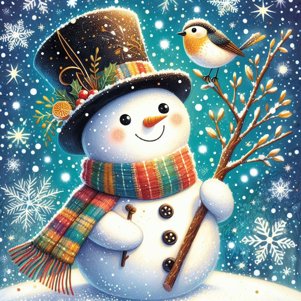 Snowman and Bird Cross Stitch Pattern, PDF Instant Download, Full ...