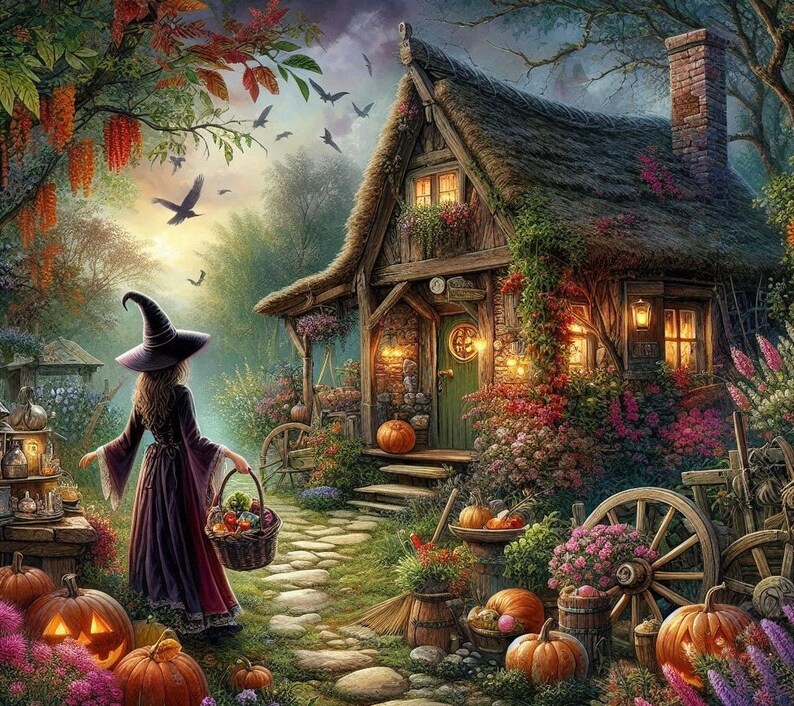 Witch's Cottage Cross Stitch Pattern, PDF Instant Download, Full ...
