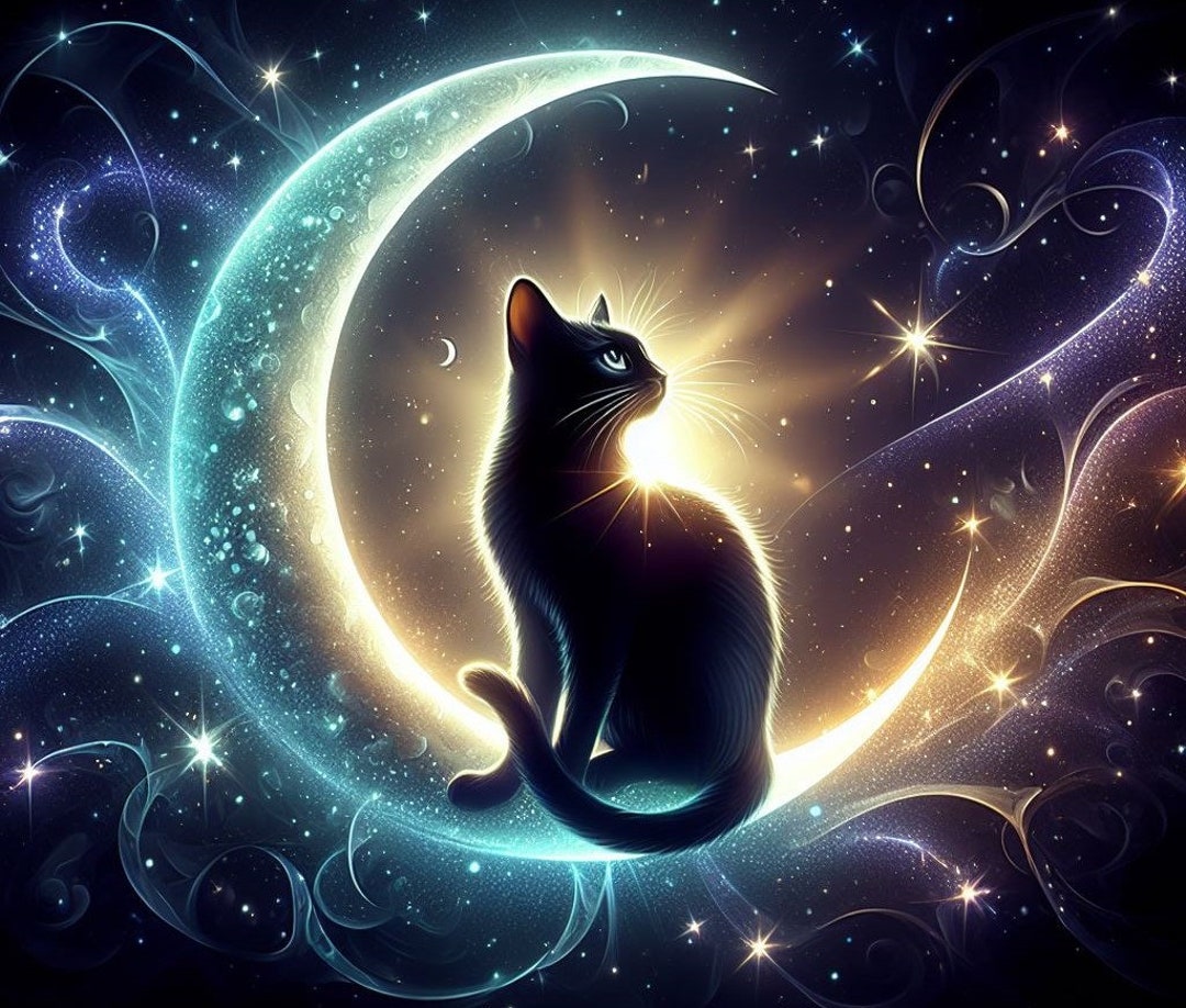 Moon Cat Cross Stitch Pattern, PDF Instant Download, Night Stars ...