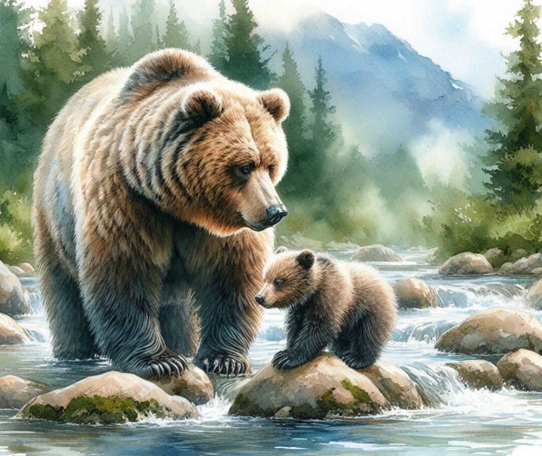 Bear and Cub Cross Stitch Pattern, PDF Instant Download, Full Coverage ...