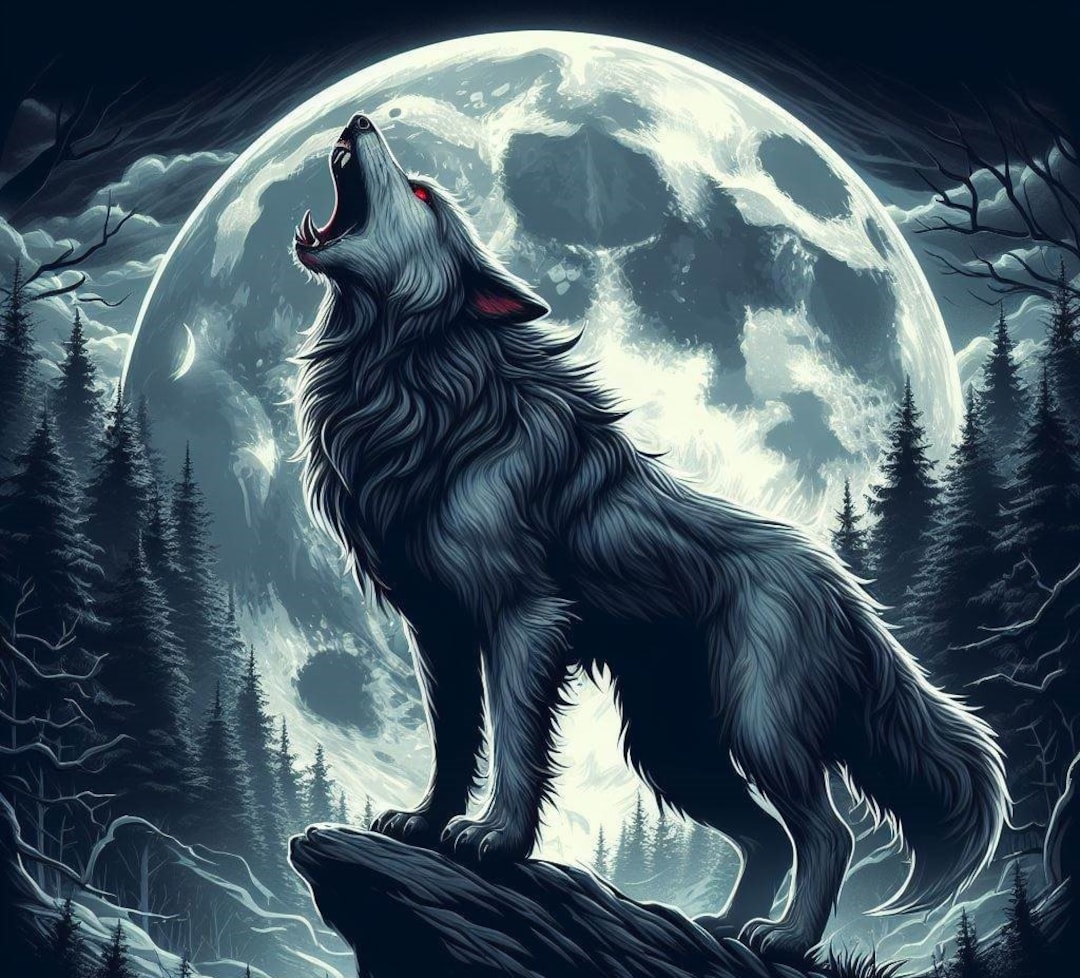Gothic Wolf Howling in the Moonlight Cross Stitch Pattern, PDF Instant ...
