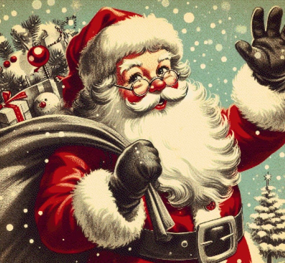 Vintage Santa Cross Stitch Pattern, PDF Instant Download, Full Coverage ...
