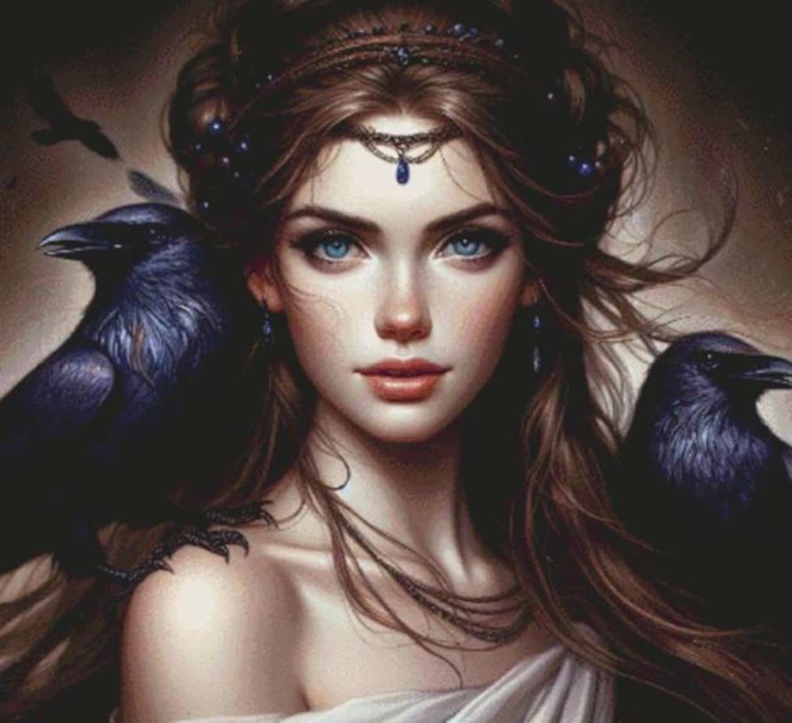 Branwen (white Raven) Welsh Goddess of Love and Beauty Cross Stitch ...