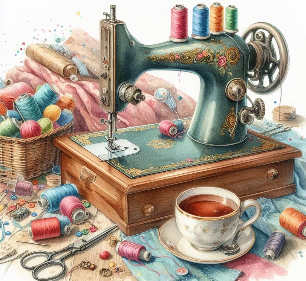 Vintage Sewing Machine Cross Stitch Pattern, PDF Instant Download, Full ...