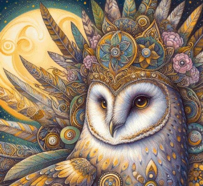 Owl Art Cross Stitch Pattern, PDF Instant Download, Full Coverage ...